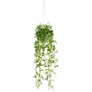 NEARLY NATURAL Variegated Wandering Jew Hanging Basket Artificial Plant - Green