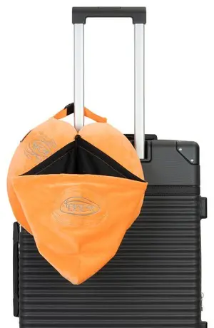 VON DUTCH Pinstripe Hooded Memory Foam Travel Neck Pillow - Orange