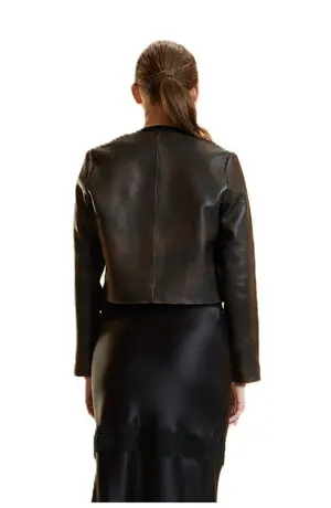 Cynthia Rowley Leather Moto Jacket