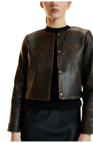Cynthia Rowley Leather Moto Jacket