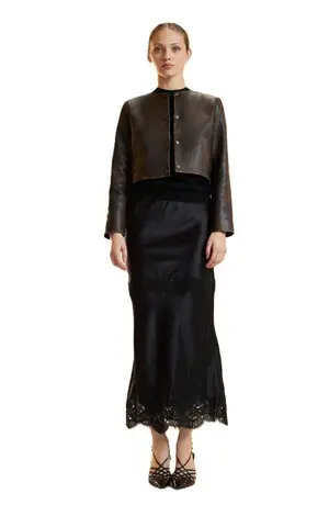 Cynthia Rowley Leather Moto Jacket - Brown