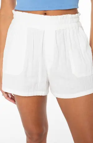 Roxy Crinkle Cotton Shorts - Cloud Dancer