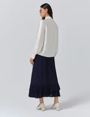 GHOST LONDON Satin Tie Neck Blouse