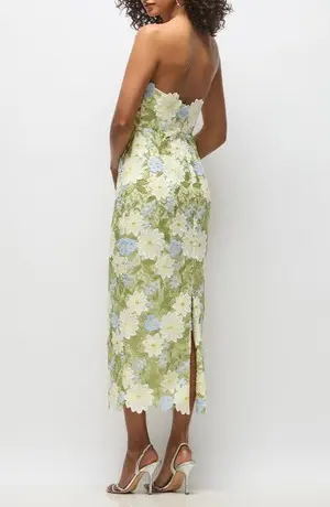 Dessy Collection Floral Appliqué Strapless Cocktail Dress