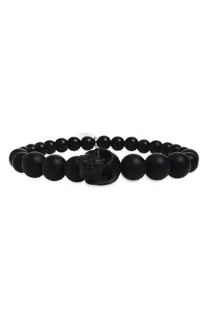 Alexander McQueen Skull Ball Bead Stretch Bracelet - Black