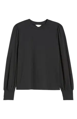 Caslon Blouson Sleeve Cotton Blend Top - Black