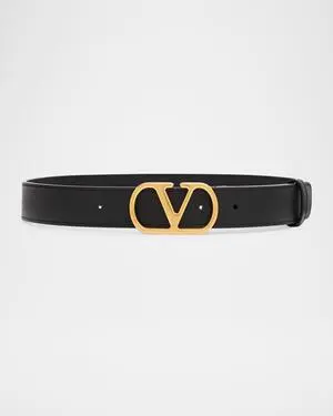 Valentino Garavani Vlogo Signature Leather Belt, 30mm