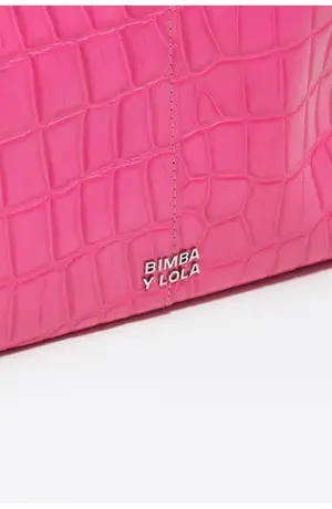 Bimba Y Lola Mock Croc Large Leather Shopper Bag - Fuchsia