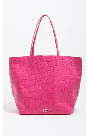 Bimba Y Lola Mock Croc Large Leather Shopper Bag - Fuchsia