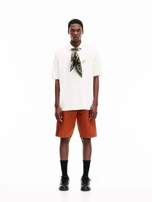 VOWELS Denim Painter Shorts - Persimmon