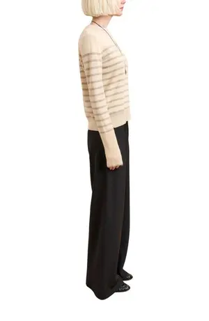 LA LIGNE Lean Lines Striped Cashmere Sweater - Oat/beige