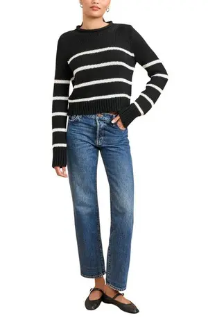LA LIGNE Mini Marina Cotton Sweater - Black/cream