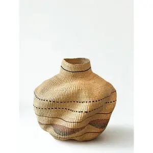 MBARE Handwoven Wave Basket - Natural W/black