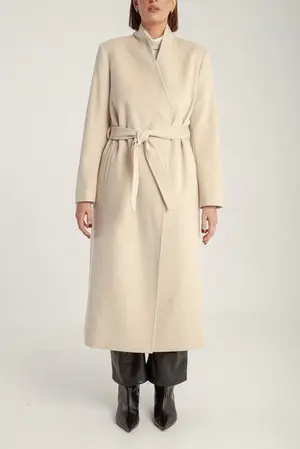 1982 Cashmere Belted Long Coat - Natural White