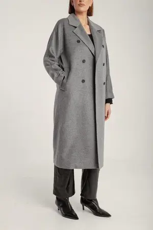 1982 Cashmere Double-breasted Long Coat - Mid Grey