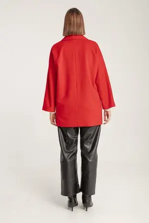 1982 Cashmere Double-breasted Short Coat - Red