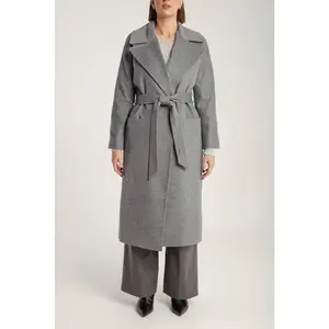 1982 Pure Cashmere Belted Midi Coat - Mid Grey