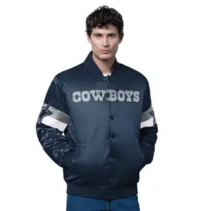 STARTER Dallas Cowboys Satin Varsity Jacket - Navy