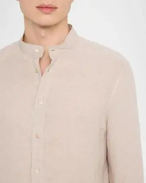 Brunello Cucinelli Apos;s Linen And Cotton Band Collar Button-down Shirt - Juta