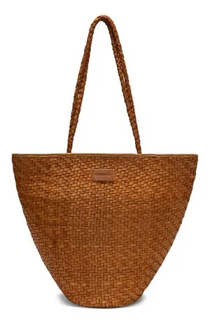 ECOTORIE Cotorie Arlington Woven Leather Bucket Bag - Tan