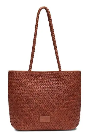 ECOTORIE Lubbock Woven Leather Tote Bag - Brandy
