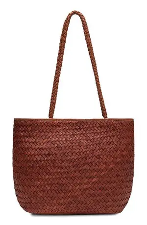 ECOTORIE Lubbock Woven Leather Tote Bag - Brandy