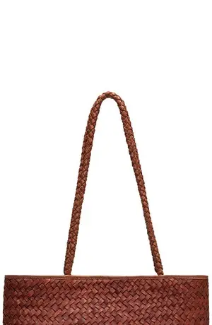 ECOTORIE Lubbock Woven Leather Tote Bag - Brandy