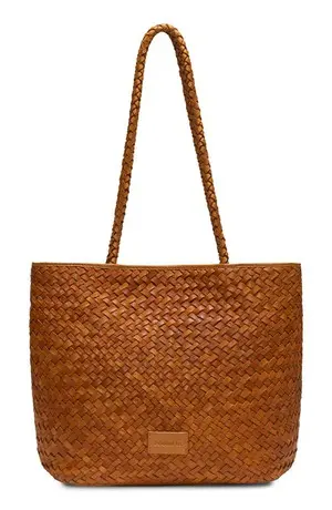 ECOTORIE Lubbock Woven Leather Tote Bag - Tan