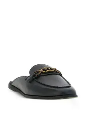 Pinko Naty 09 Logo Leather Sabot - Black