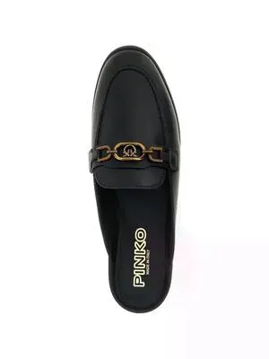 Pinko Naty 09 Logo Leather Sabot - Black