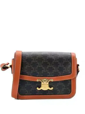 Celine Triomphe Coated Canvas Medium Shoulder Bag - Brown
