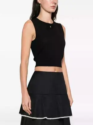 Sandro Sleeveless Cropped Round Neck Tank Top With 4s Tag - Black