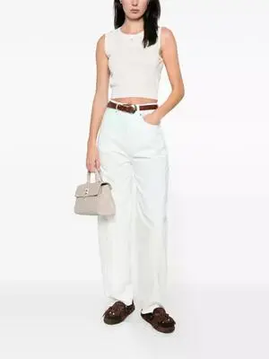 Sandro Round Neck Logo Plaque Cropped Tank Top