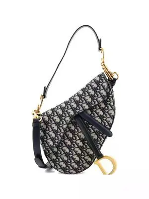 Dior Saddle Handbag With Strap Oblique Canvas Medium Shoulder Bag - Blue