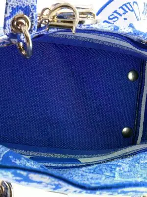 Dior Toile De Jouy Lady D-lite Embroidered Canvas Tote Bag