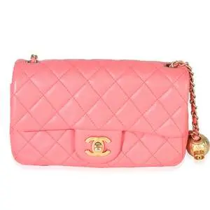 Chanel Quilted Lambskin Pearl Crush Rectangular Flap Bag - Pink