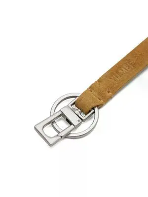 YU MEI Key Logo-debossed Suede Keyring - Brown