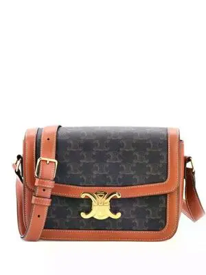 Celine Triomphe Coated Canvas Medium Shoulder Bag - Brown