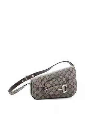Gucci Horsebit 1955 Asymmetric Gg Coated Canvas Small Shoulder Bag - Brown