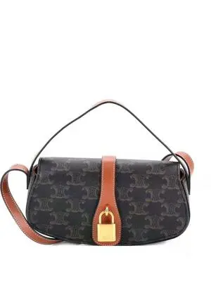 Celine Tabou Clutch With Strap Triomphe Coated Canvas - Brown