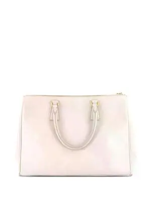 Prada Double Zip Large Saffiano Leather Tote Bag - White