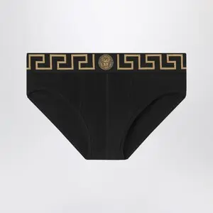 Versace Briefs With Greca Waistband - Black