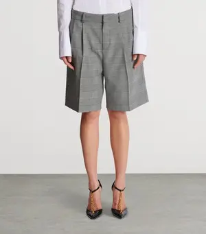 Balmain Virgin Wool-blend Check Bermuda Shorts