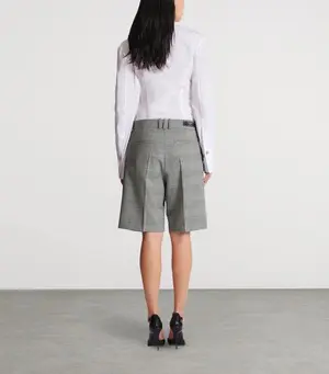 Balmain Virgin Wool-blend Check Bermuda Shorts