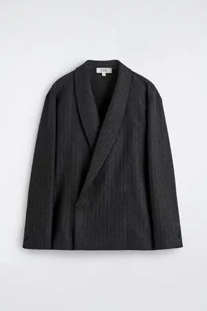 Cos Pinstriped Wool Wrap Blazer