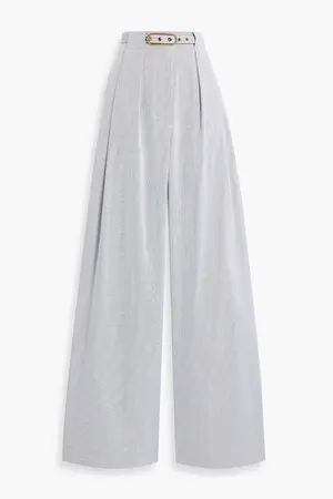 Zimmermann Belted Pinstriped Wide-leg Pants