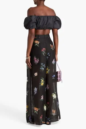 Zimmermann Pleated Floral-print Wide-leg Pants