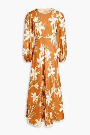 Zimmermann Floral-print Linen Maxi Dress - Tan