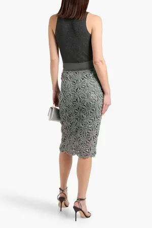 Brunello Cucinelli Sequin-embellished Wool-blend Skirt
