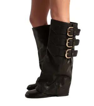 NAKED WOLFE Anchor Buckled Leather Boots